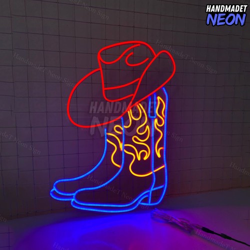 Cowboy Boots Hat Led Sign - 23inch Size | eBay
