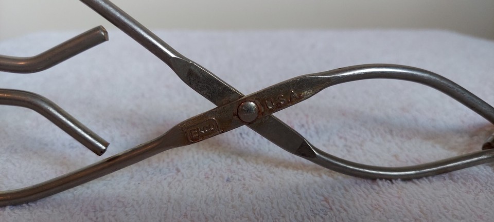 EKCO VTG STAINLESS 8" SCISSOR TONGS FOOD GRABBERS USA * KITCHEN UTENSIL ...