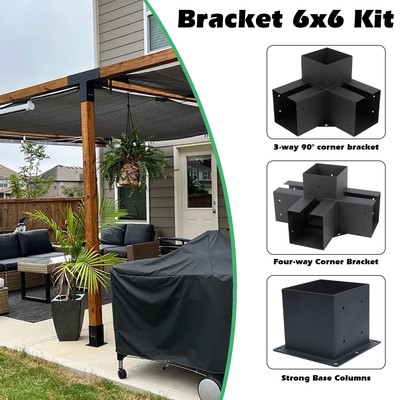 12PCS Bracket 6x6 Kit 3 & 4-way Corner Bracket＋strong Base Columns For ...