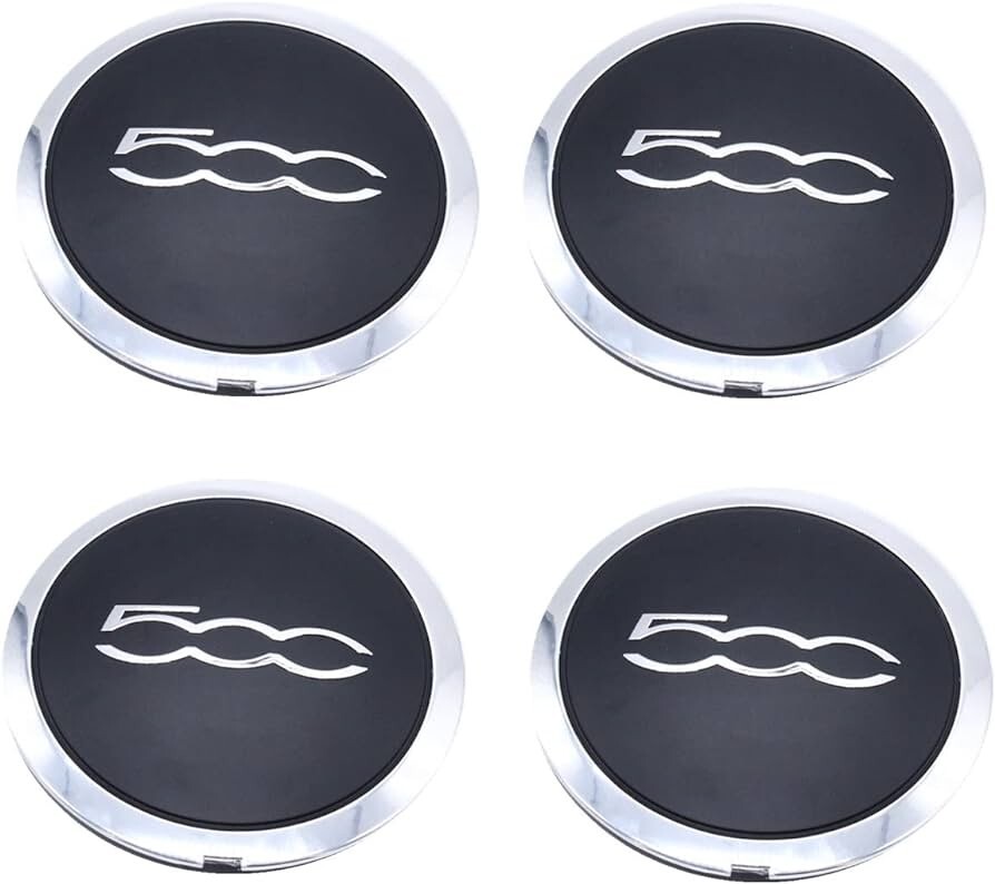 Fiat 500 MOPAR Wheel Center Cap Set of 4 | 51884863 | OE | Black | Plastic