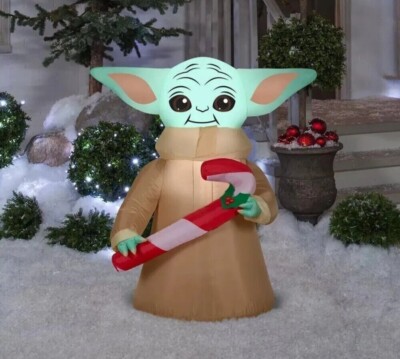 Star Wars 3.5ft Mandalorian The Child With Candy Cane Christmas ...