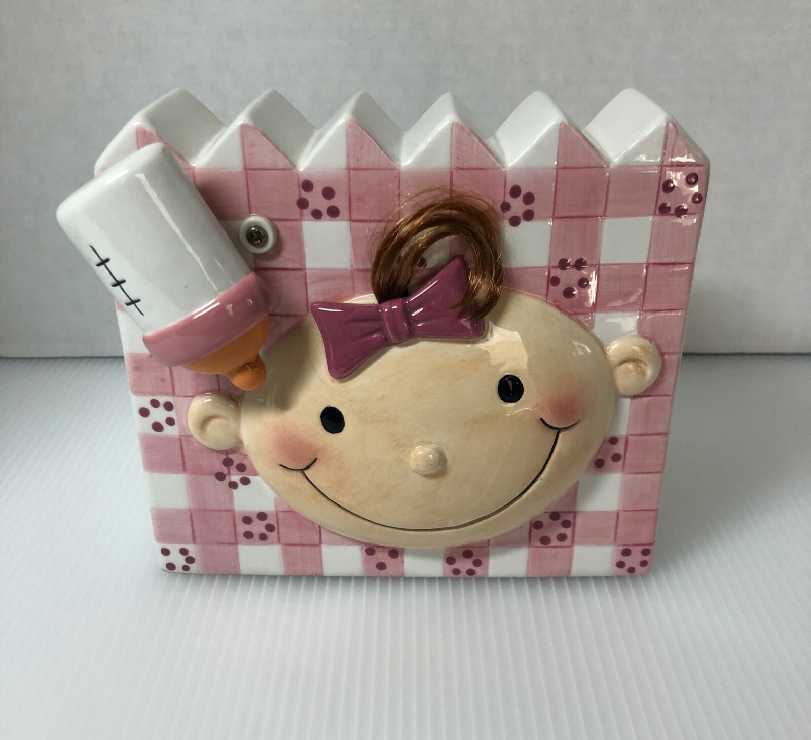 Napco Music Box Baby Girl with a Curl Planter Nursery Decoration Gift ...