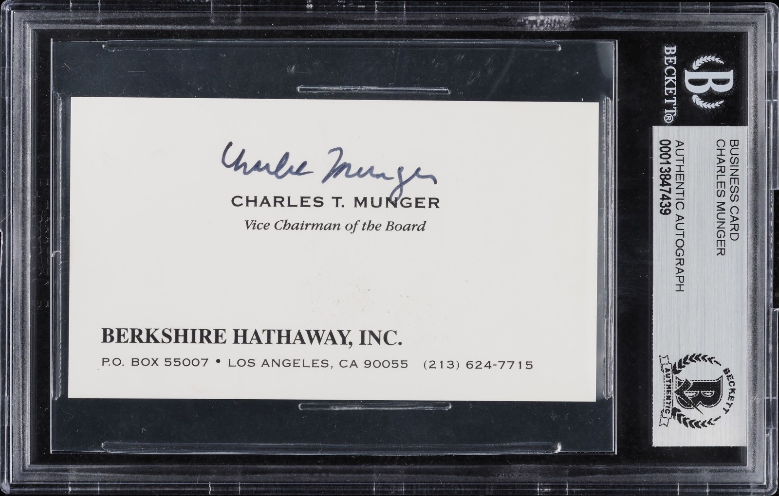 Charlie Munger ~ Signed Autographed Berkshire Hathaway Business Card ...