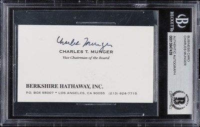 Charlie Munger ~ Signed Autographed Berkshire Hathaway Business Card ...