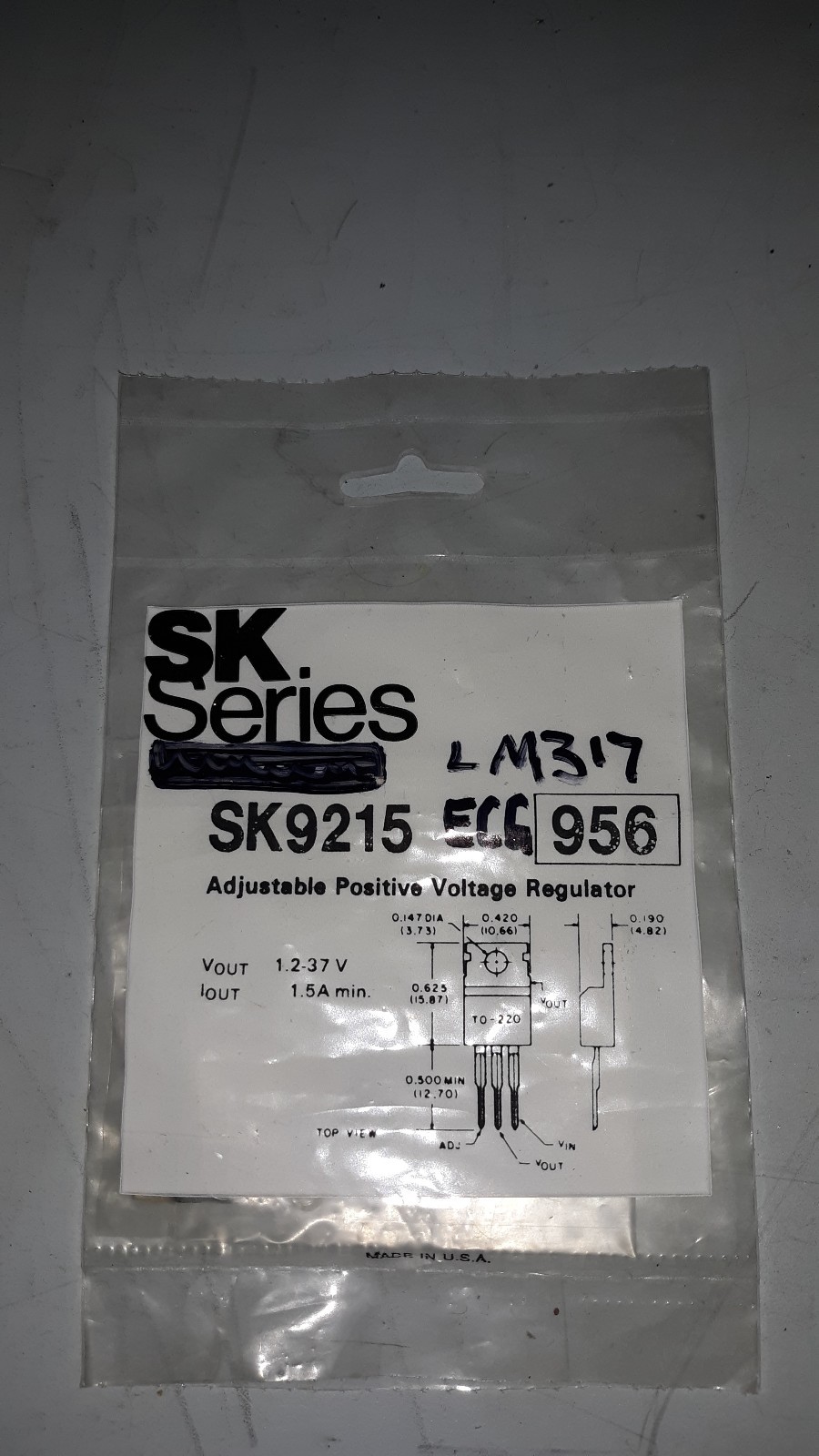 RCA SK9215 1.5A ADJUSTABLE VOLTAGE REGULATOR REPLACES ECG956, NTE956, LM317 | eBay