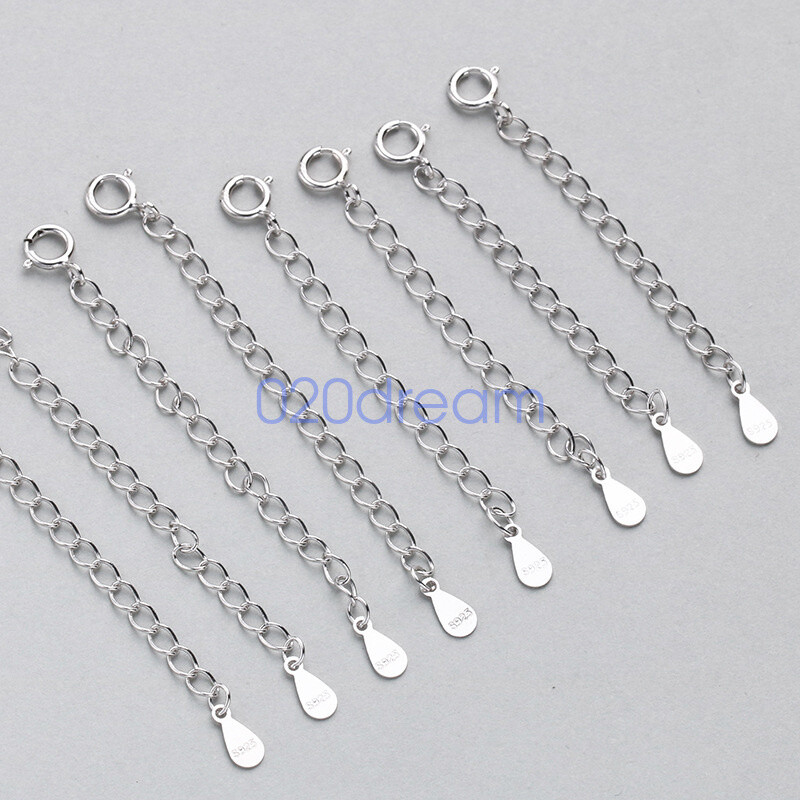 2PC 925 Sterling Silver Safety Chain Extenders Necklace Extencion ...