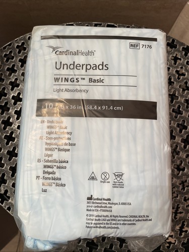 Cardinal Health Underpads Wings (TM) Basic 23” X 36” Light 10CT Each ...