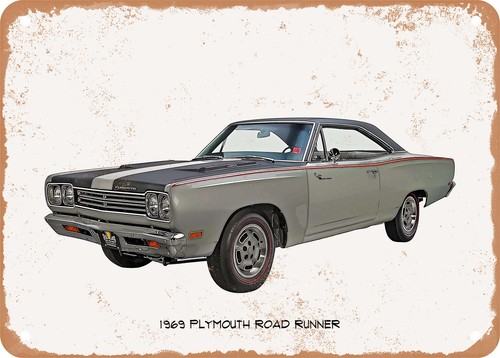Classic Car Art - 1969 Plymouth Road Runner Oil Painting - Rusty Metal ...