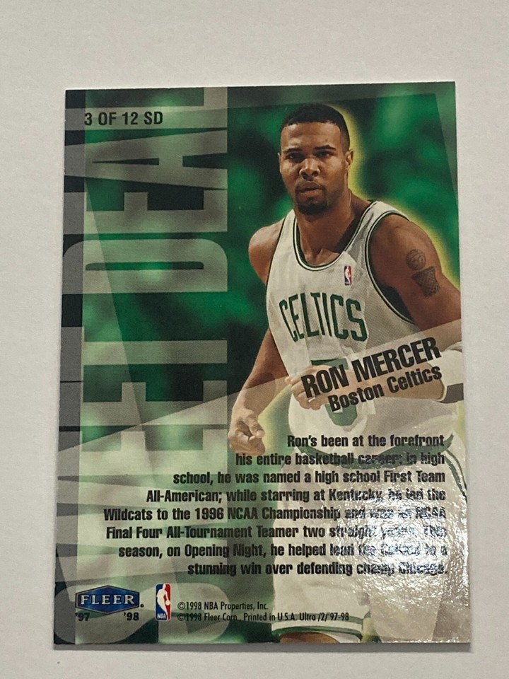 Ron Mercer 1997-98 Ultra Sweet Deal Boston Celtics Basketball Card #SD3 ...
