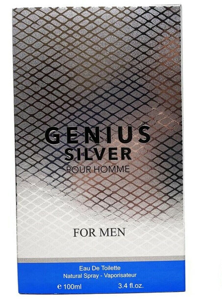 2x GENIUS SILVER Eau De Toilette Men's Cologne 3.4 oz Spray 2 Bottles ...