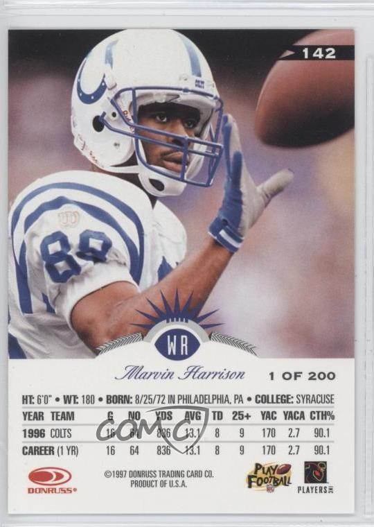1997 Leaf Signature Proofs /200 Marvin Harrison #142 HOF | eBay