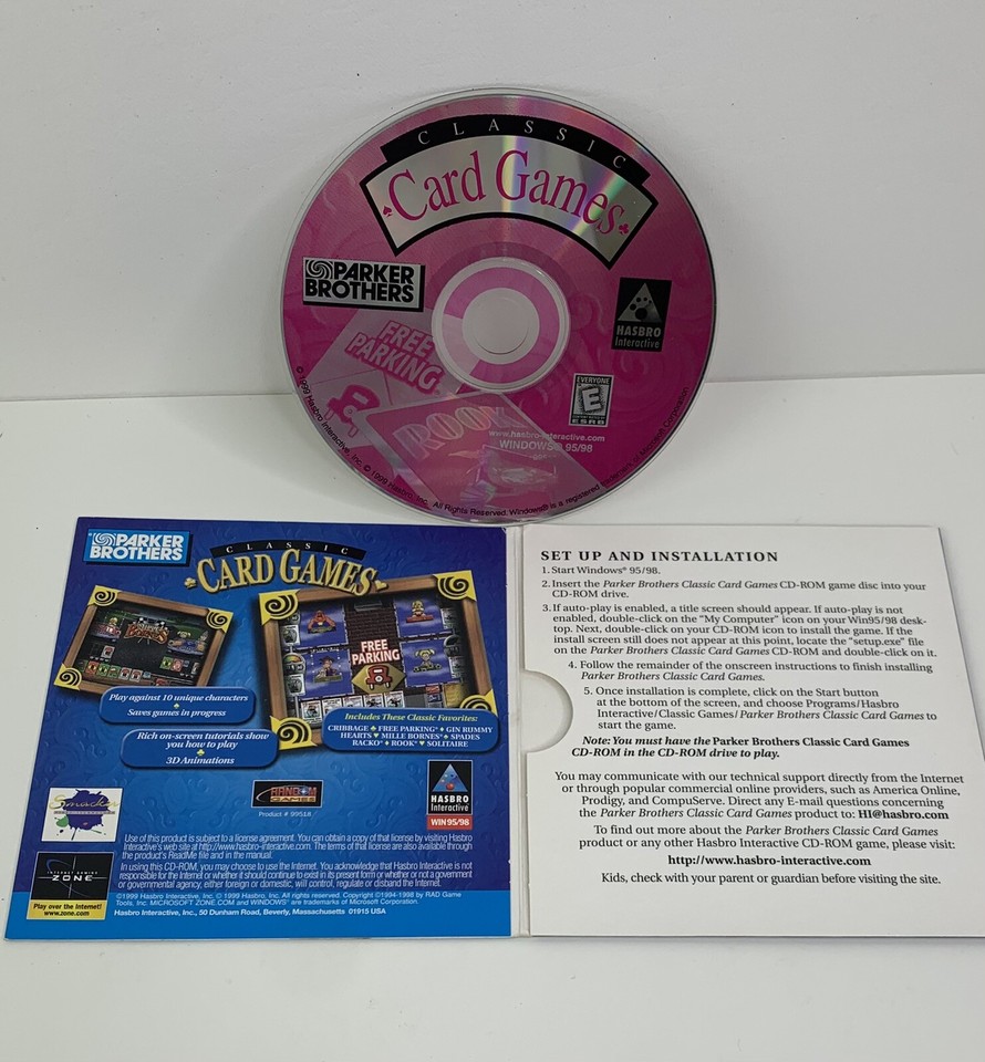 Parker Brothers Classic Card Games PC CD-ROM Hasbro Interactive Windows ...