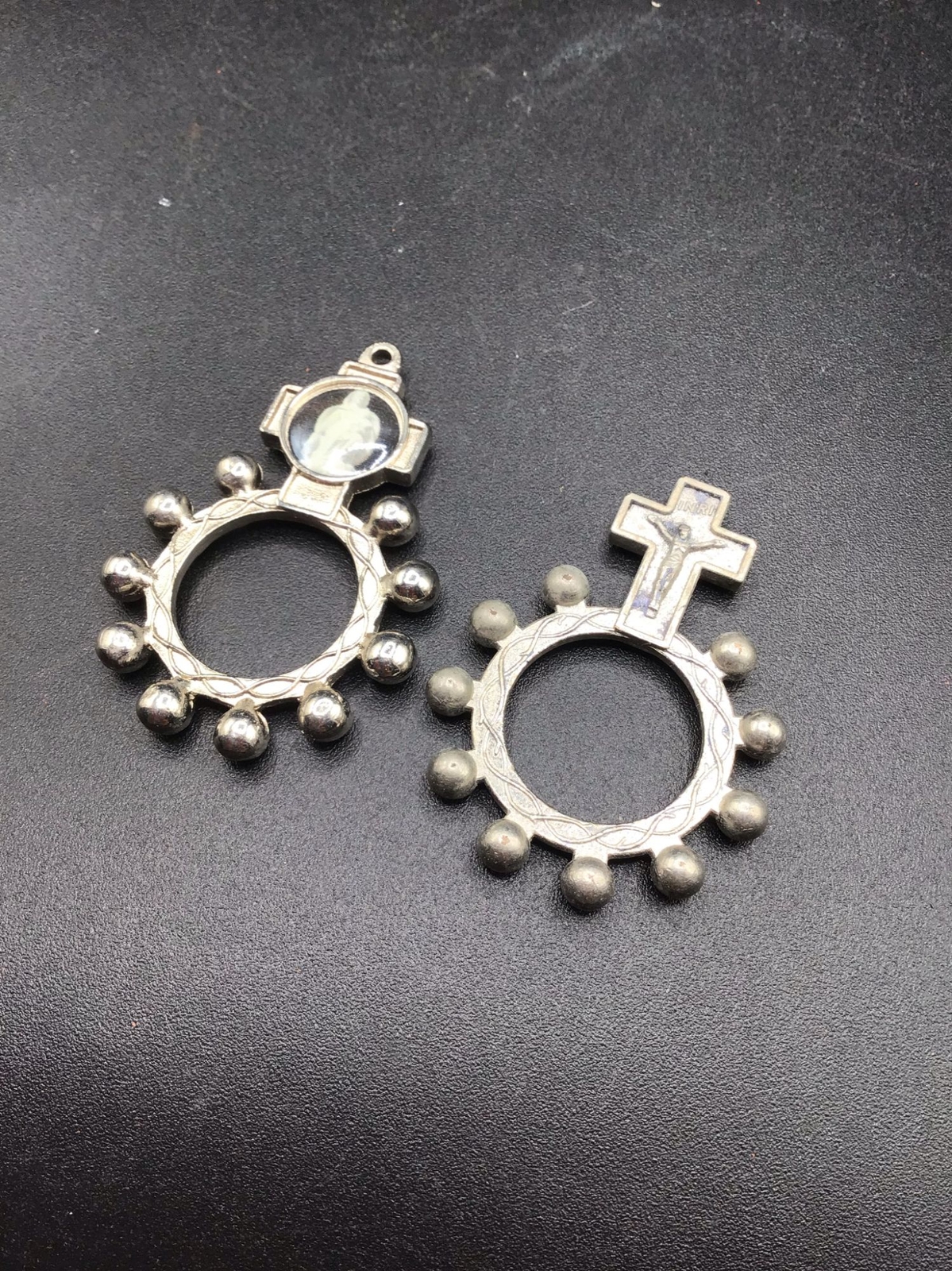 Pair of Religious Finger Rosary Rings Wallet Rosaries Silver Tone Prayer Rings | eBay