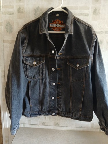 Vintage 80s Harley Davidson Screaming Eagle Black Wash Jean Jacket Size ...