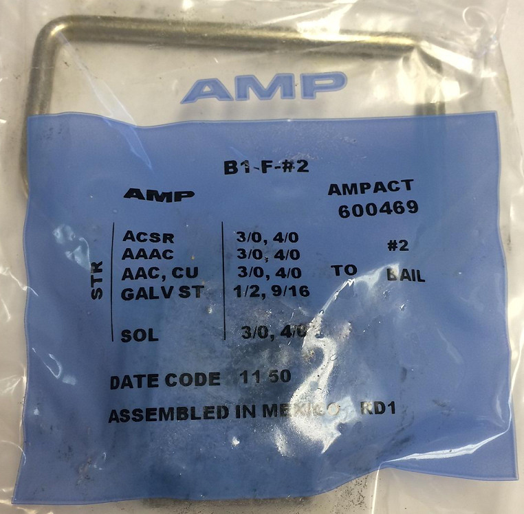 Tyco AMP B1-F-#2 Aluminum Stirrup Connector 3/0, 4/0 - #2 Bail | eBay