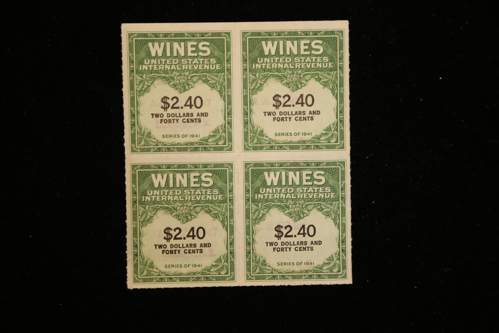 US BOB REVENUE STAMP WINES $2.40 BLOCK OF 4 NO RESERVE | eBay