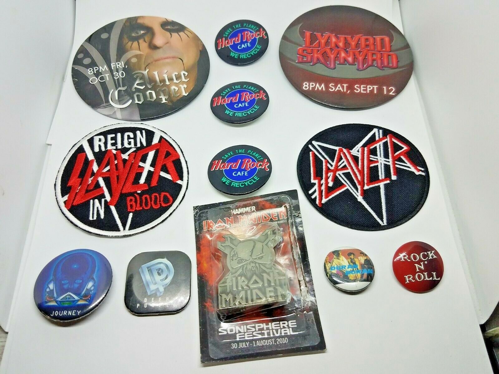 Vintage (mostly) 1980's Rock & Roll Pins Lot Of 13, Journey, Duran ...