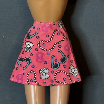 Vintage Barbie DOLL Neon Pink Shell Sunglasses Retro Mini Beach Skirt ...