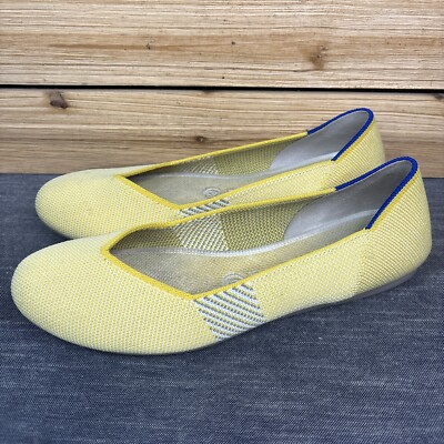 Rothys The Flat Lemon Stripe Women’s US 7.5 Slip On Ballet Shoes Knit ...