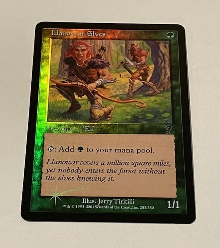 Magic The Gathering MTG 7th Edition LLANOWAR ELVES FOIL *see pics* NM-M ...