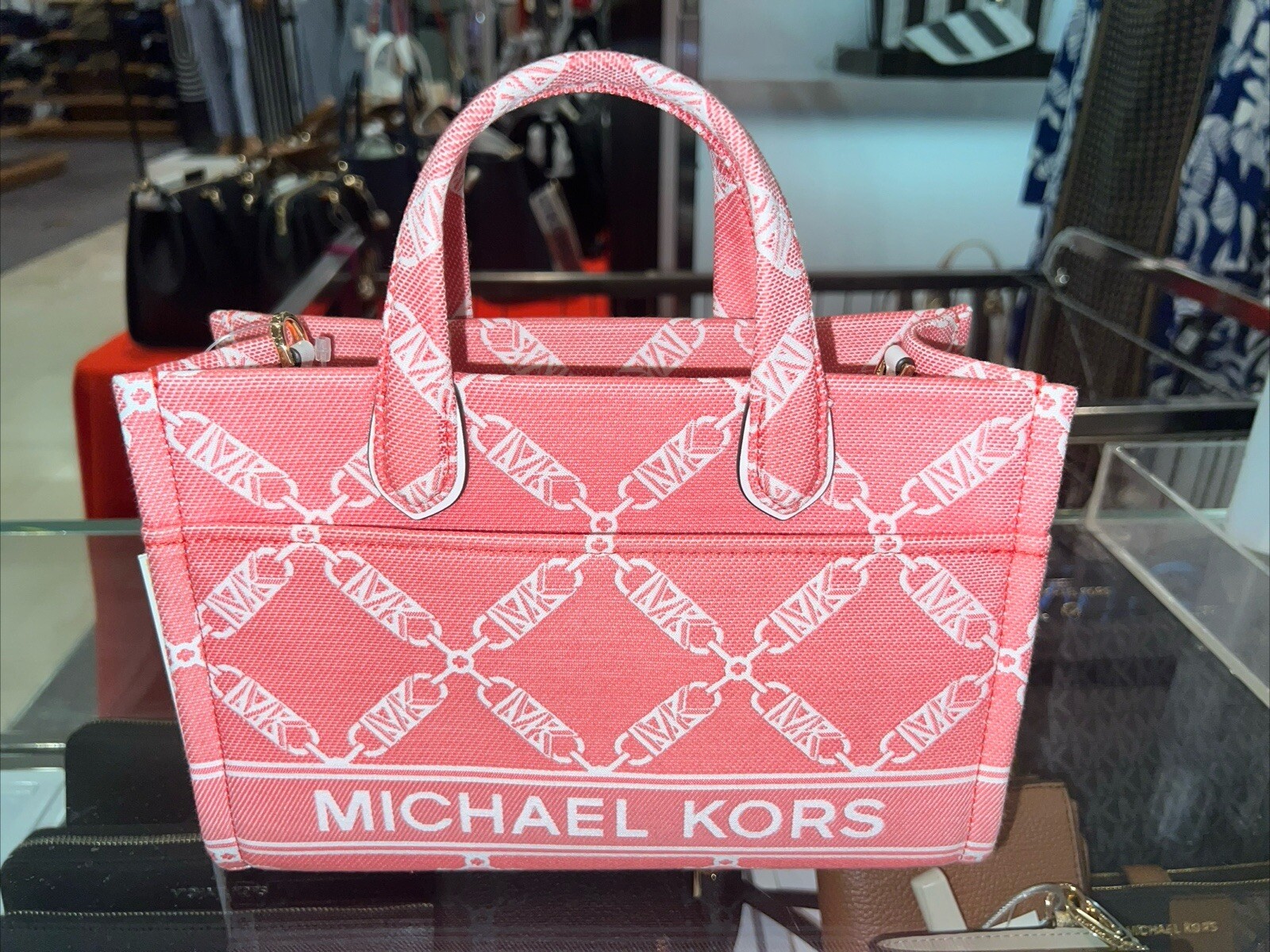 MICHAEL KORS Handbags Gigi Small Jacquard Tote Bag Spiced Coral NWT ...