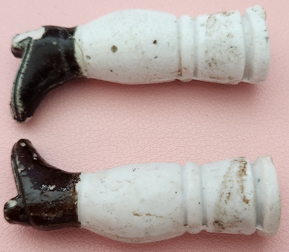 Antique/Vintage 2.25" China Legs with Black Boots for China Head Doll ...