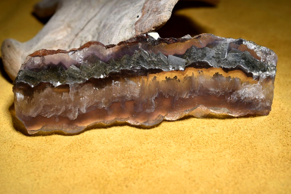 Fluorite With Pyrite & Barite Inclusions Polished Slab From Inner ...