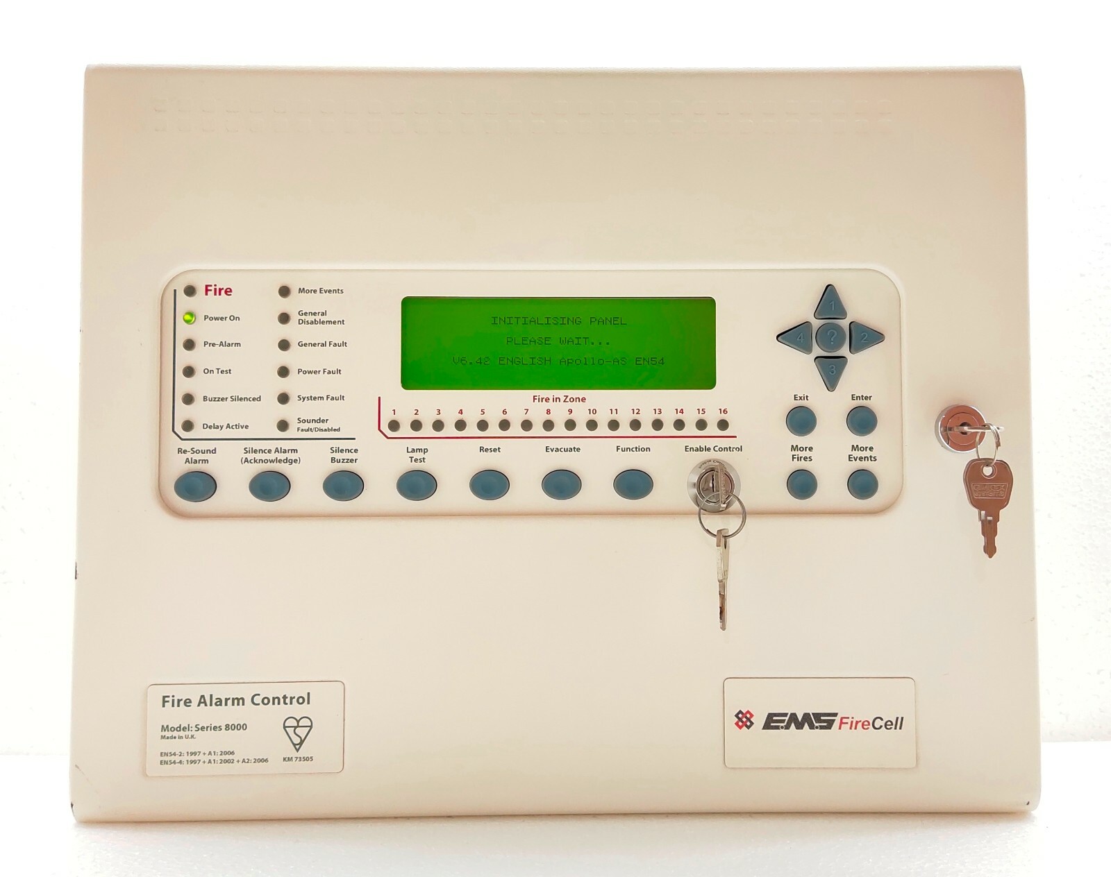 EMS FIRECELL SERIES 8000 FIRE ALARM CONTROL PANEL 16 ZONE FCA80161M2 ...