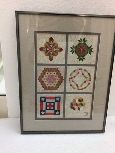 Vintage Picture of Quilt Patterns in Nice Metal Frame Initial's in ...