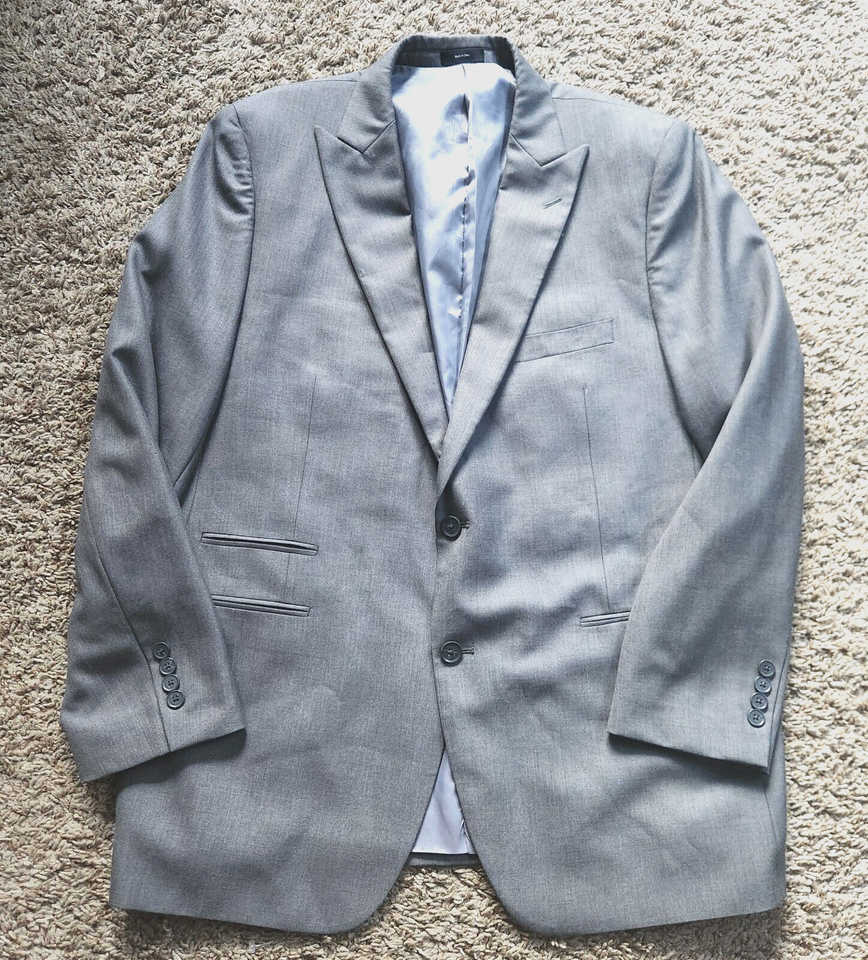 J. Ferrar Suit Jacket Sport Coat Men's 46R Classic Gray Peak Lapel ...