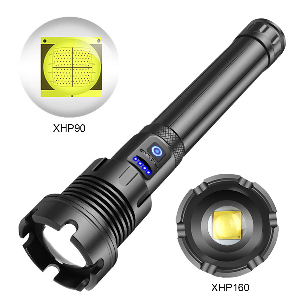 XHP90/XHP160 Flashlight 2500LM/2800LM COB LED Flash Light Micro USB ...