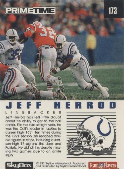 1992 Skybox Primetime Jeff Herrod #173 for sale | eBay