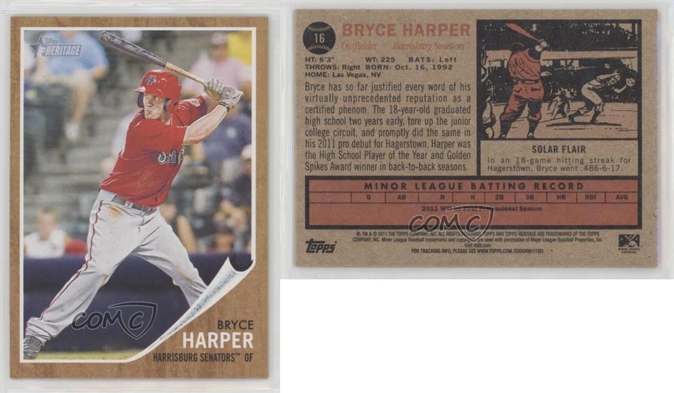 2011 Topps Heritage Minor League Edition Bryce Harper #16 1n8n | eBay