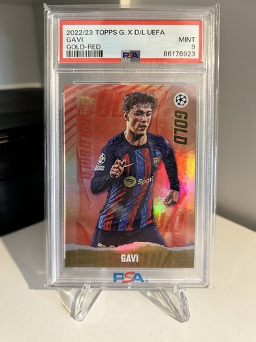 2022-23 Topps Gold UEFA - Gavi - FC Barcelona Red Colour Match /10 PSA ...