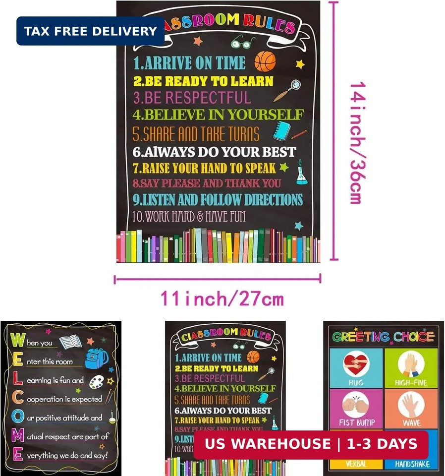 chiazllta Classroom Poster Set Decorations Welcome Back to School ...