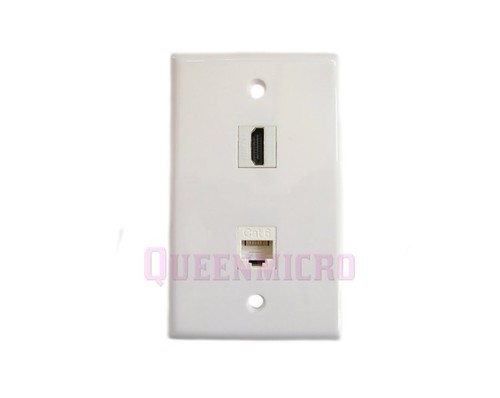1-Gang HDMI 4K CAT6 RJ45 Ethernet Cable TV Port Coupler Keystone Jack ...