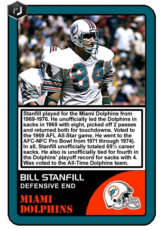 ACEO BILL STANFILL MIAMI DOLPHINS CUSTOM HAND MADE ART CARD | eBay