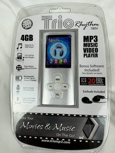 Trio Rhythm MP3 Player 4GB Model 180V Silver Holds 2000 Songs (SEALED ...