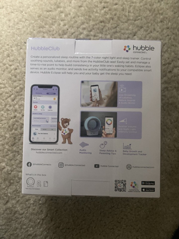 Hubble Connected Eclipse Smart Wi-Fi Audio Monitor + Soother with Night Light | eBay
