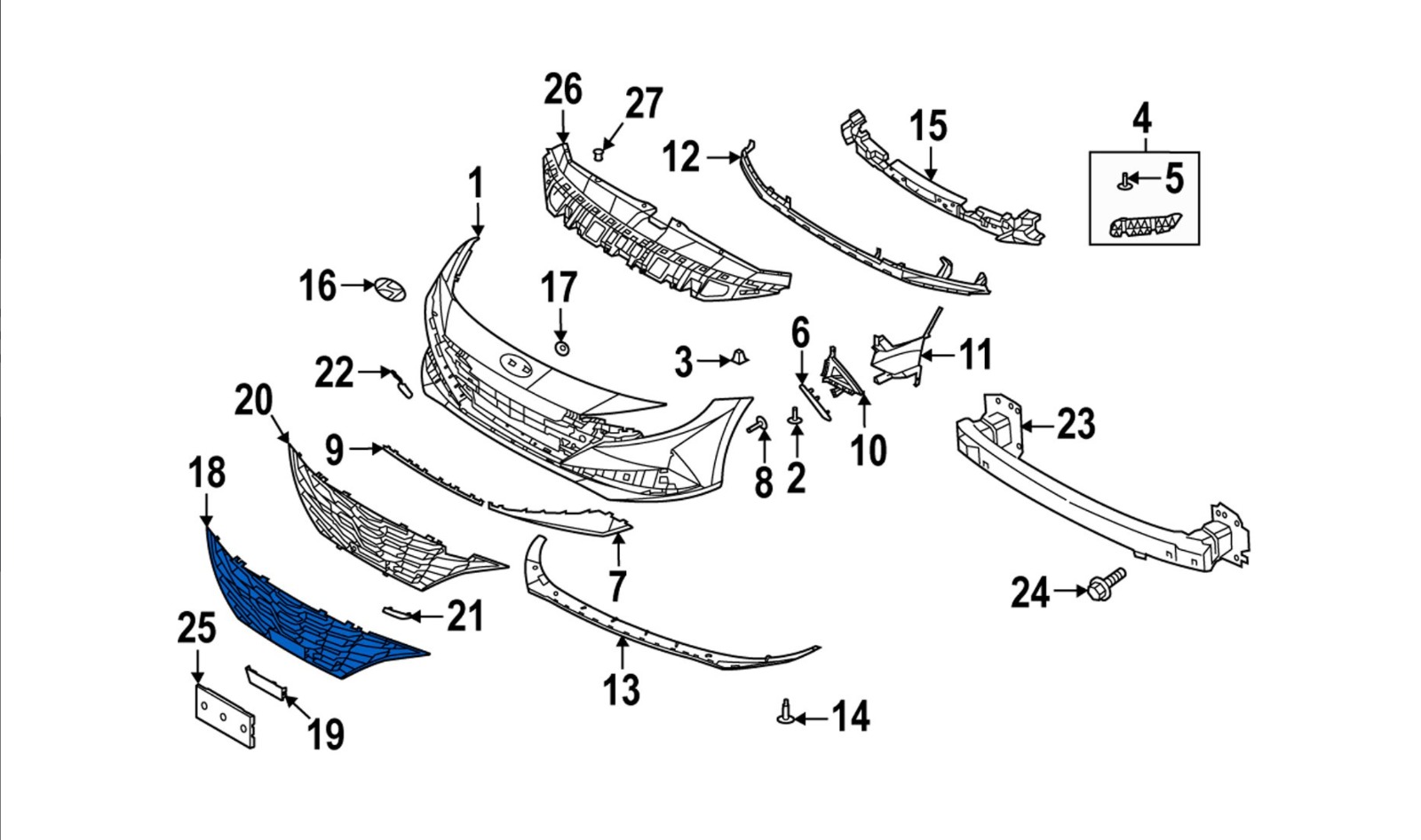 2021-2023 Hyundai Elantra OEM Front Bumper Chrome Grille Ups# for ...