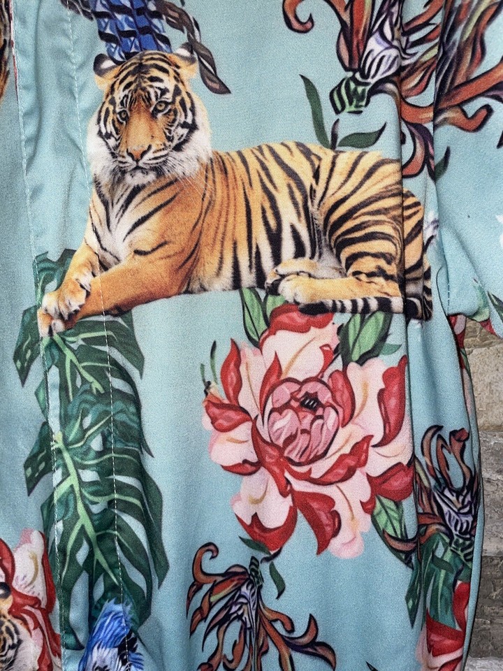 One piece romper/jumpsuit sz M tigers, birds, floral, tropical theme | eBay