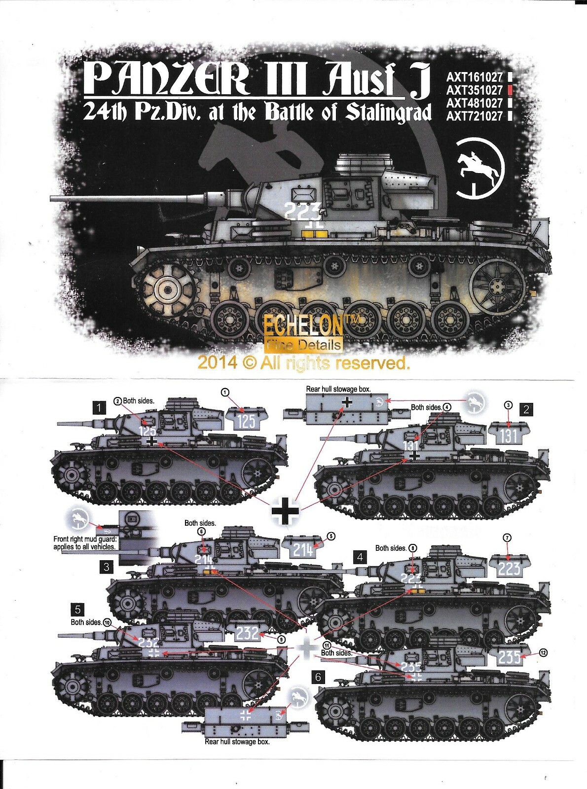 Echelon Panzer III Ausf. J 24th PZ Div. Stalingrad Decals 1/35 1027 St ...