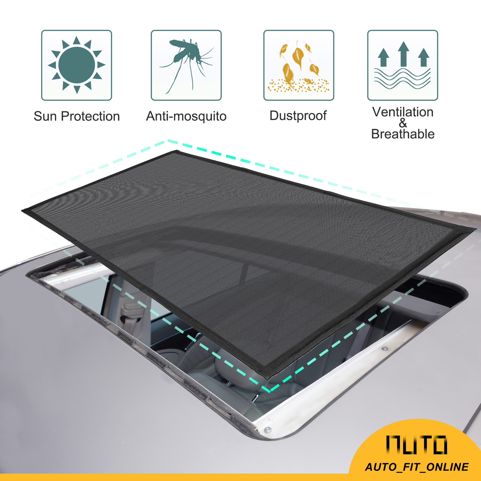 Single Universal SUV Magnetic Sunroof Shade Cover Sun Roof Breathable ...