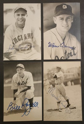 GROUP of FOUR Autograph Signed Vintage Original ROWE Baseball Postcard ...