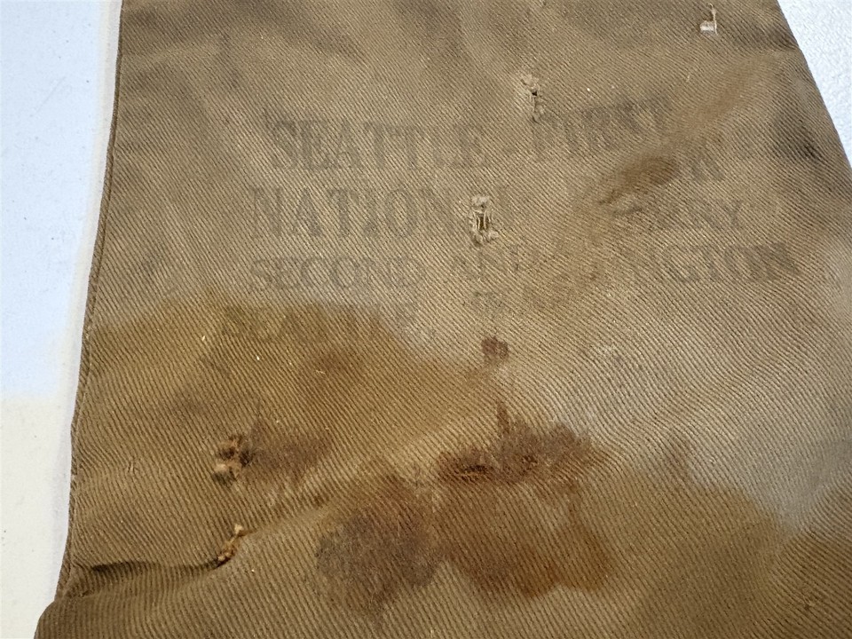 Depression era canvas bank bag, Seattle First National Bank, 2nd ...