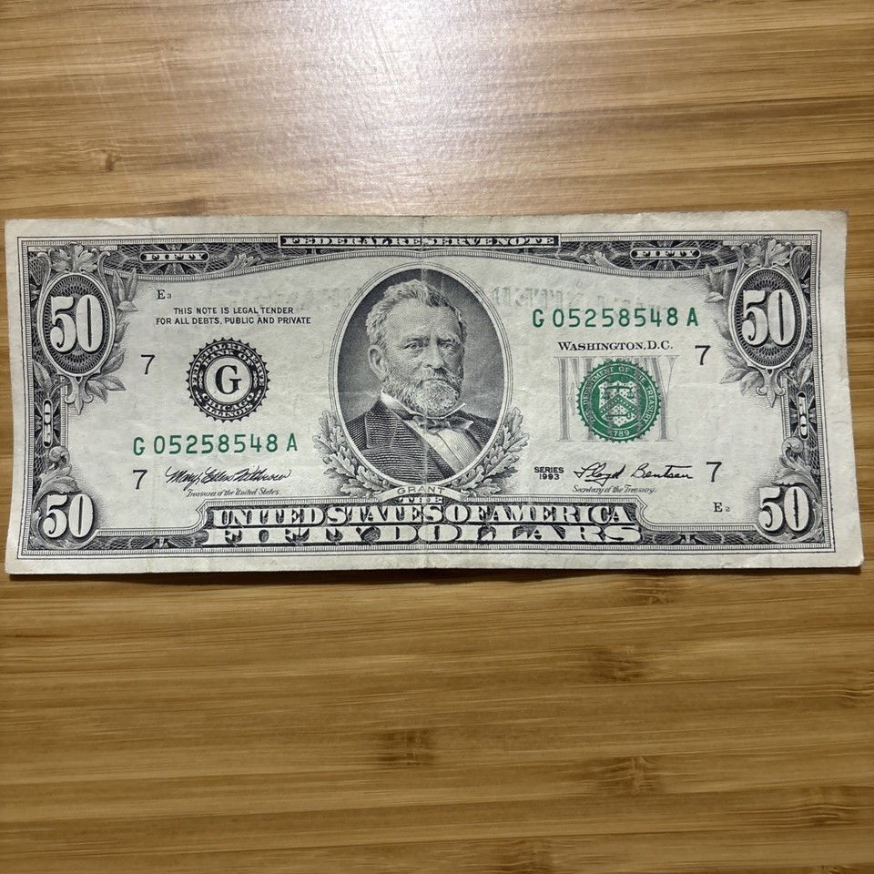1993 $50 Bill “wet Ink Transfer Error” F/VF Condition | eBay