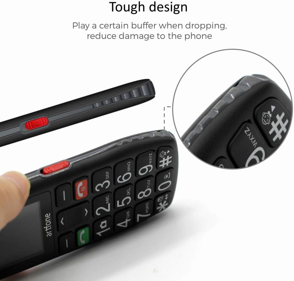 Artfone C1 Black,Big Button Mobile Phone for Elderly, Unlocked Senior ...