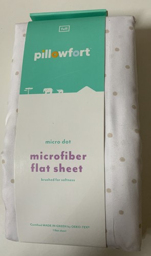 🧷 Pillowfort Microfiber Flat Sheet Micro Dot Pattern 🆕 FULL SIZE, white ...