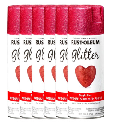 Rust-Oleum Glitter Bright Pink Intense Shimmer Finish Spray Paint - 6 ...
