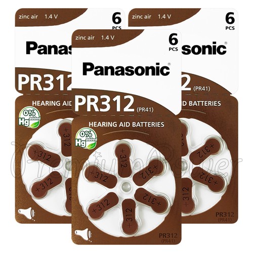 Panasonic 312 Size Hearing Aid batteries PR312 PR41 1.4V Zinc air 6-60 ...